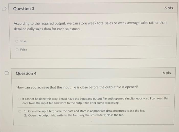 Solved Question 3 6 pts According to the required output, we | Chegg.com