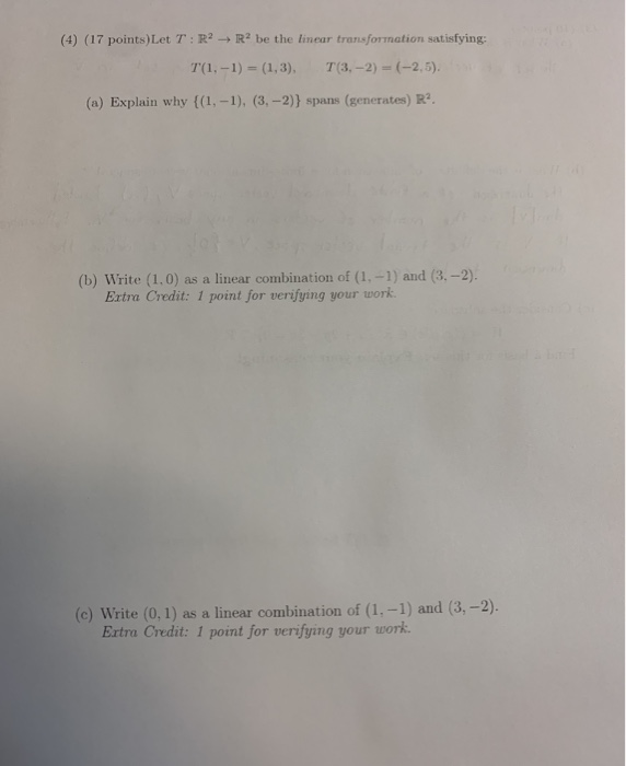 Solved (4) (17 points)Let T: R2 R2 be the linear | Chegg.com