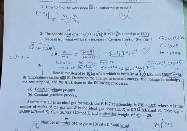Solved 1. How to find the work done on an isothermal | Chegg.com