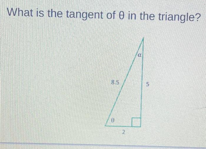 Solved What is the tangent of θ in the triangle? | Chegg.com