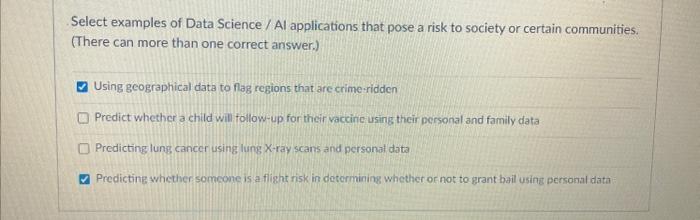 [Solved]: Select examples of Data Science / Al applications