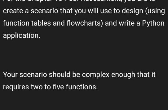 Solved create a scenario that you will use to design (using | Chegg.com