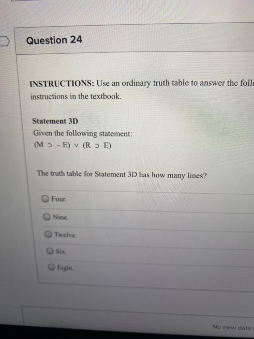 Solved Question 22 INSTRUCTIONS: Use an ordinary truth table | Chegg.com