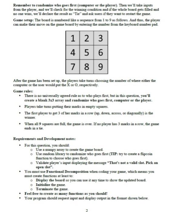 Solved Material Covered: • functions • 1D numpy arrays | Chegg.com