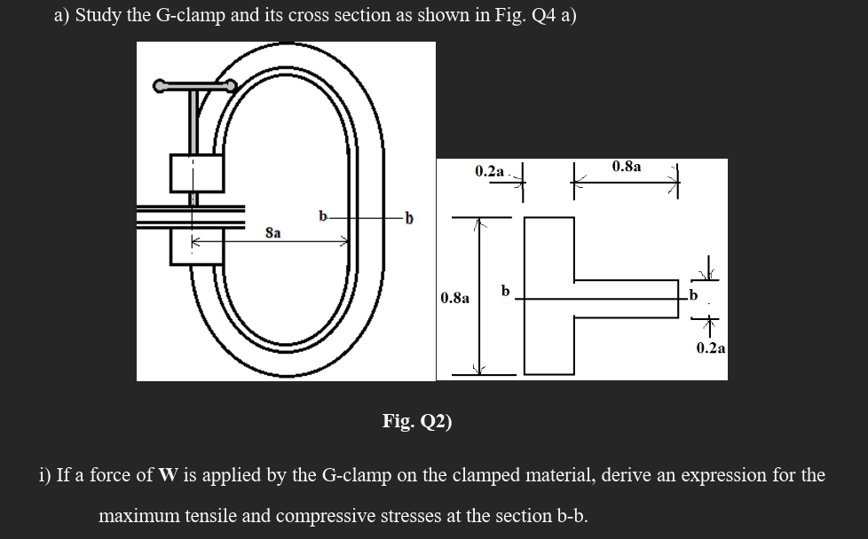 Solved a) ﻿Study the G-clamp and its cross section as shown | Chegg.com