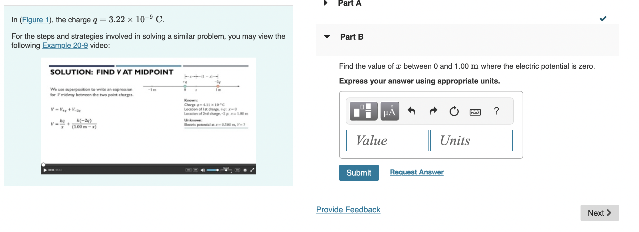 Solved In (Figure 1), ﻿the charge q=3.22×10-9C.For the steps | Chegg.com