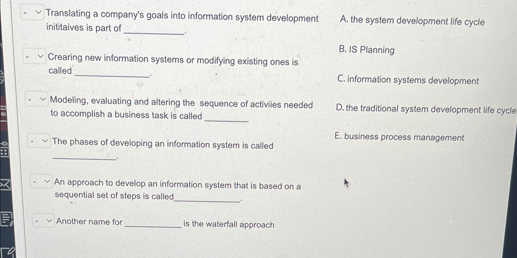 Solved vv ﻿Translating a company's goals into information | Chegg.com