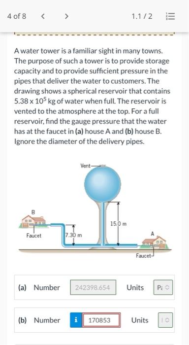 Solved 4 of 8 1.1/2 III A water tower is a familiar sight in | Chegg.com
