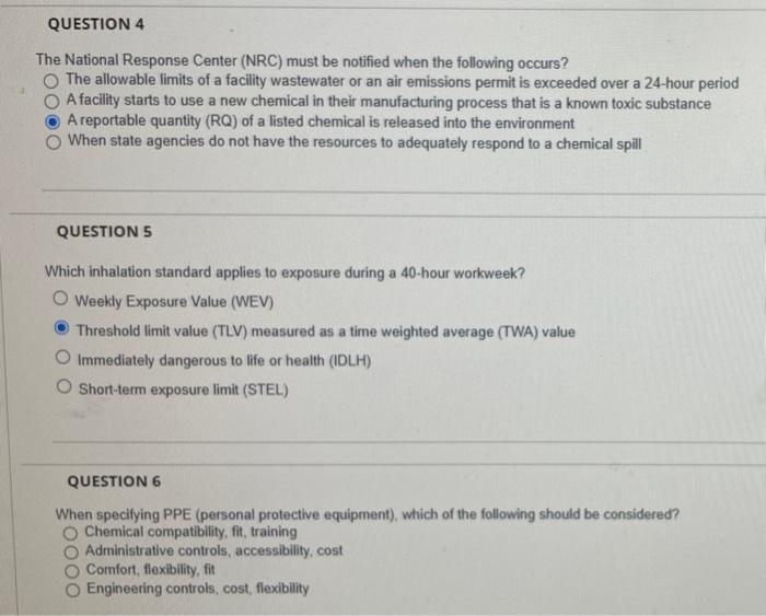 Solved QUESTION 4 The National Response Center (NRC) must be | Chegg.com