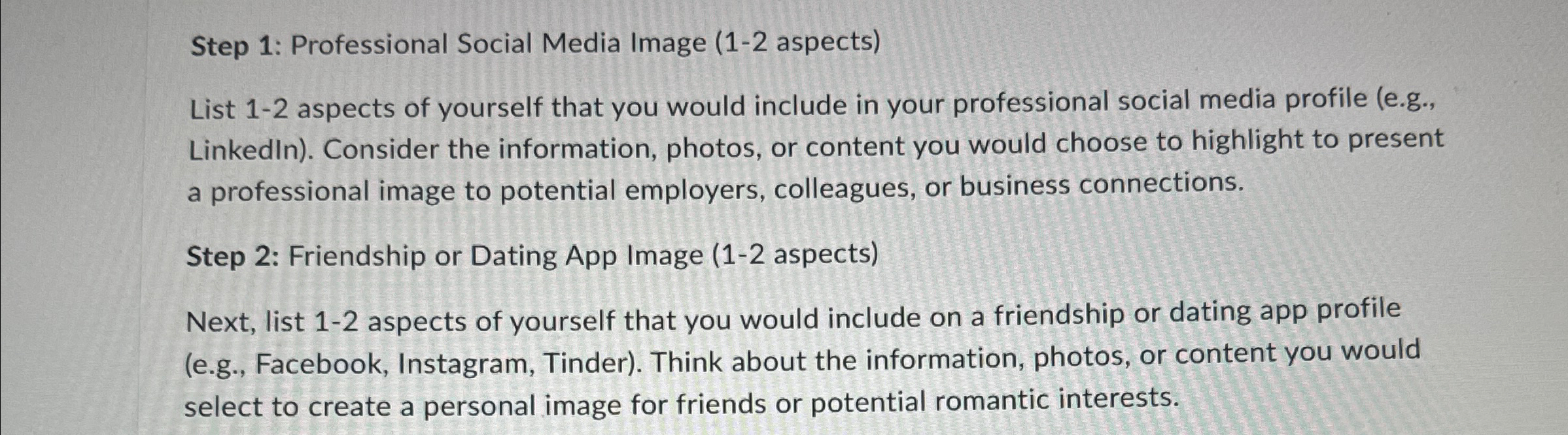 Solved Step 1: Professional Social Media Image (1-2 | Chegg.com