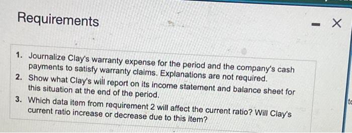 Solved The accounting records of Clay's Appliances included | Chegg.com