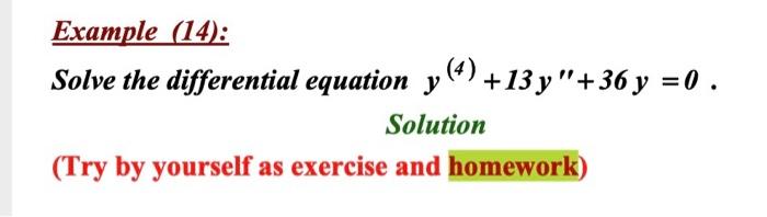 Solved Example (12): Solve the differential equation | Chegg.com