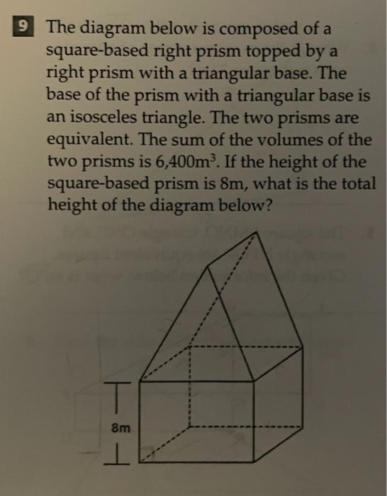 Solved 9 The diagram below is composed of a square-based | Chegg.com