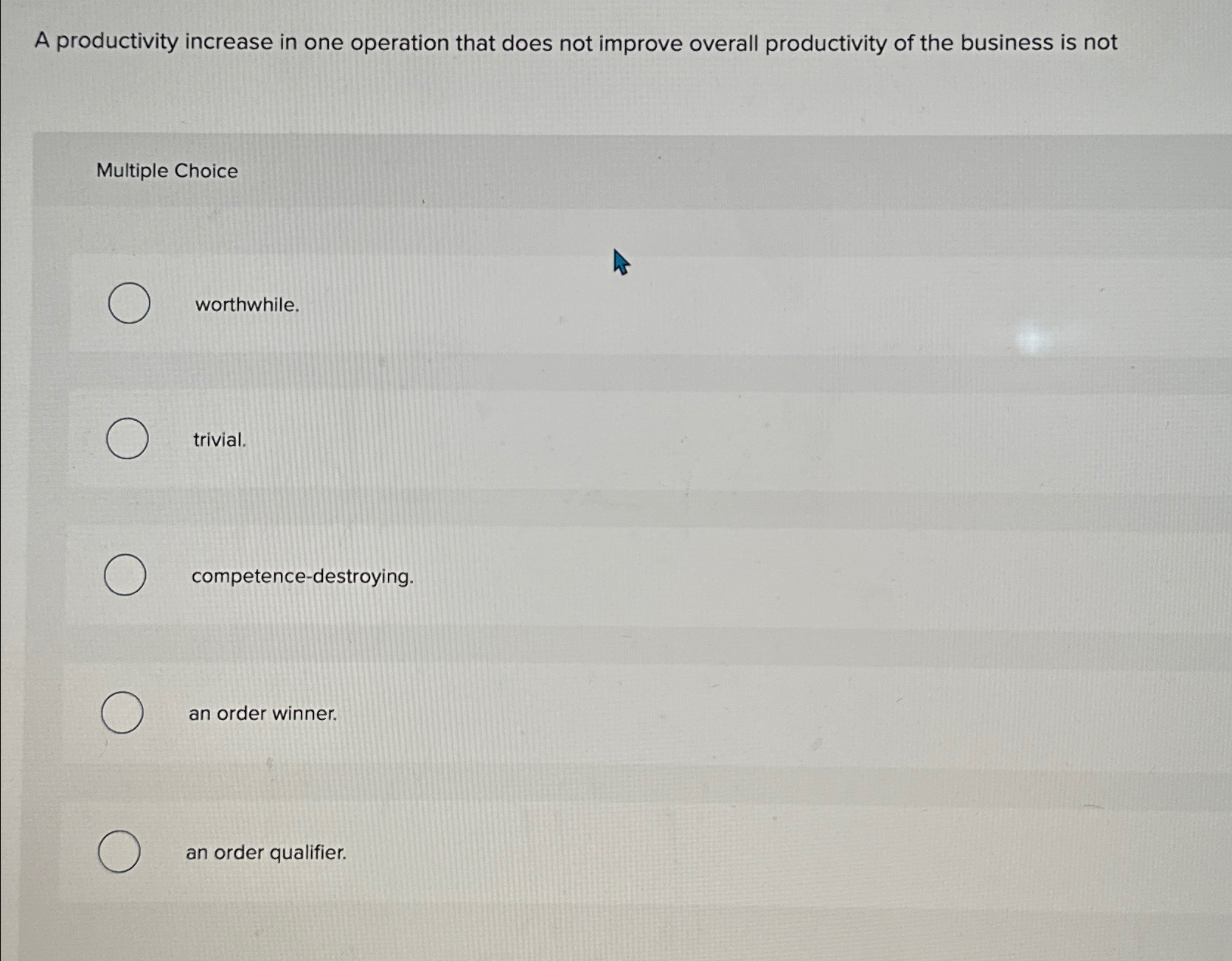 Solved A productivity increase in one operation that does | Chegg.com