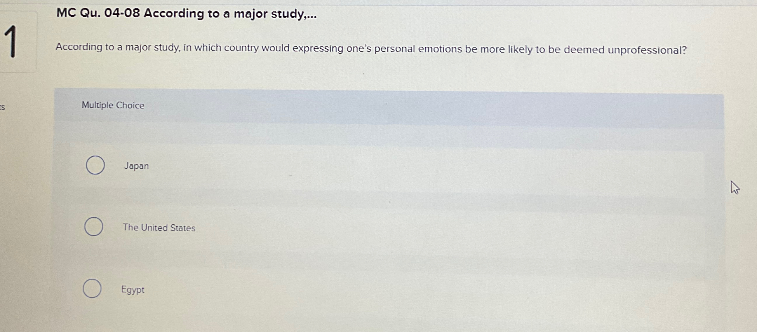Solved MC Qu. 04-08 ﻿According to a major study,...According | Chegg.com
