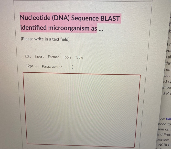 Solved Nucleotide (DNA) Sequence BLAST identified | Chegg.com