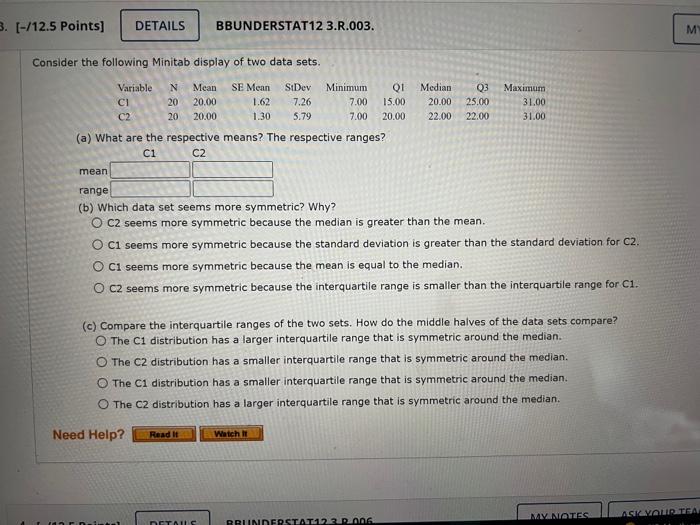 Solved 3. [-/12.5 Points] DETAILS Consider the following | Chegg.com