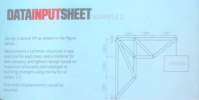 DATAINPUTSHEET EXAMPLE 2 EXAMPLE 2 10m Design a | Chegg.com