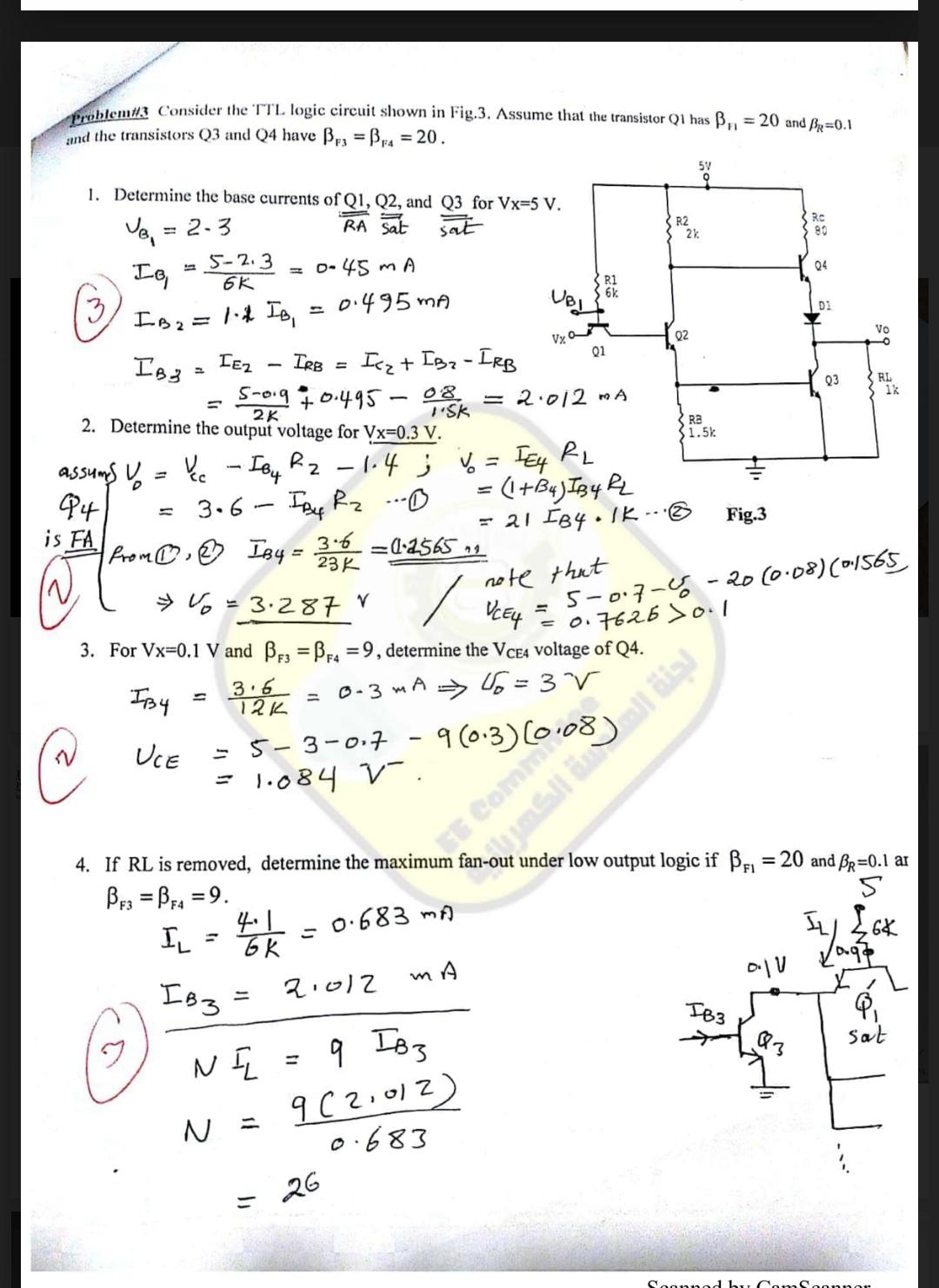 Solved problem#3 Consider the TTL logic circuit shown in | Chegg.com