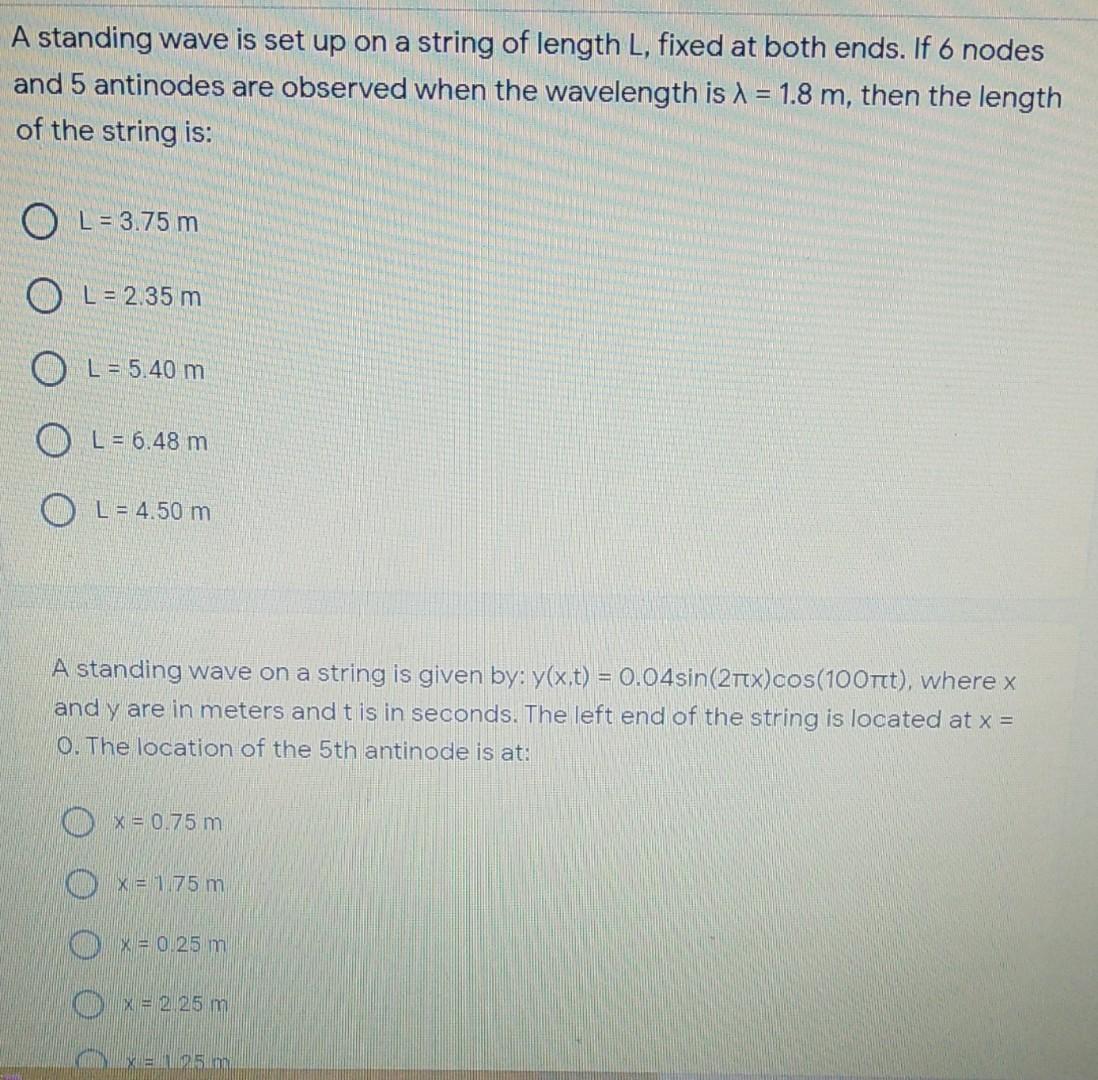 Solved A standing wave is set up on a string of length L, | Chegg.com