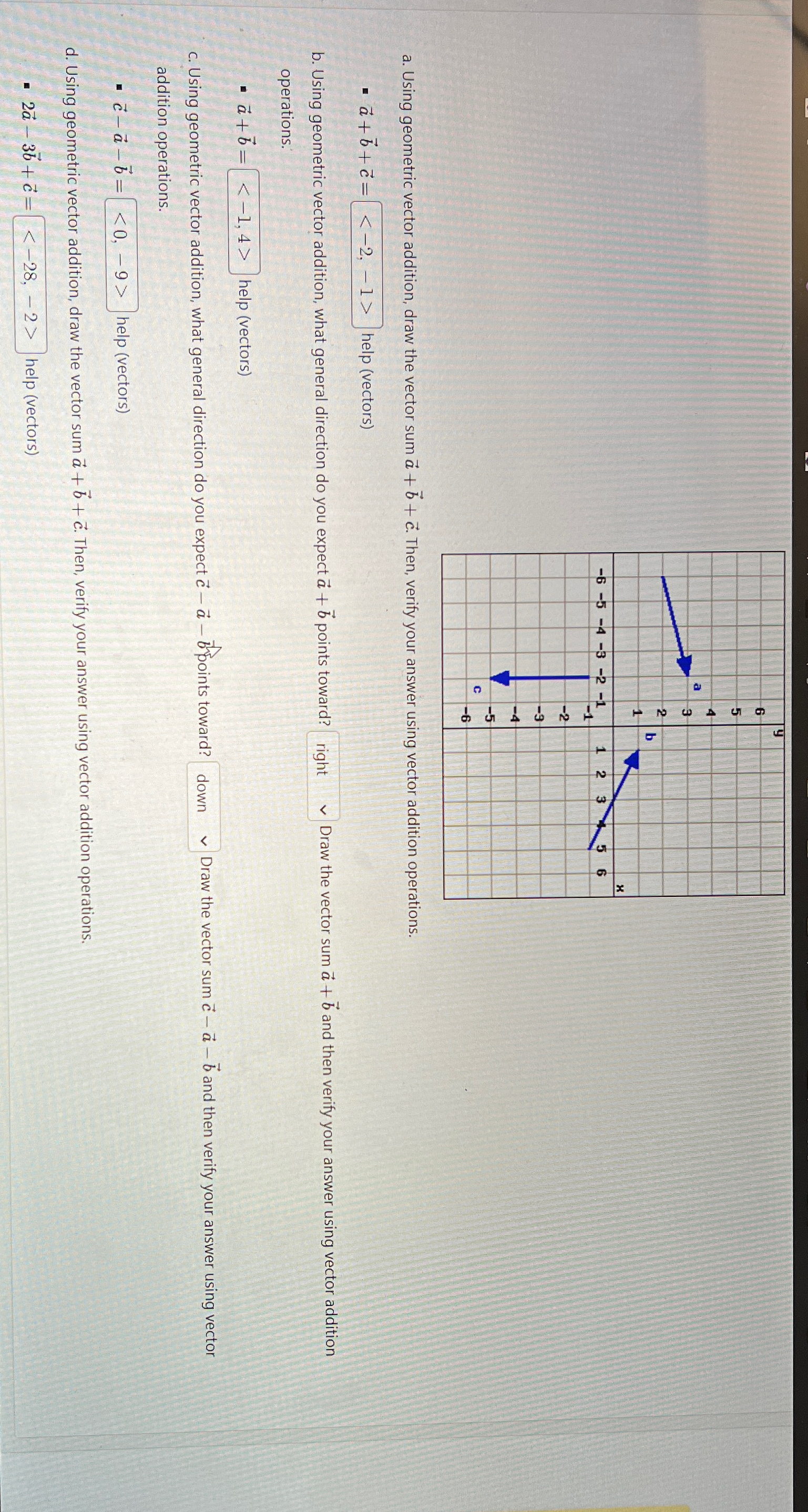 Solved a. ﻿Using geometric vector addition, draw the vector | Chegg.com