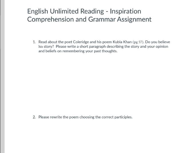 Solved English Unlimited Reading - ﻿Inspiration | Chegg.com
