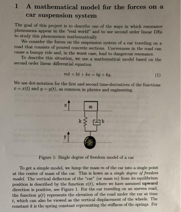 Solved A mathematical model for the forces on a car | Chegg.com