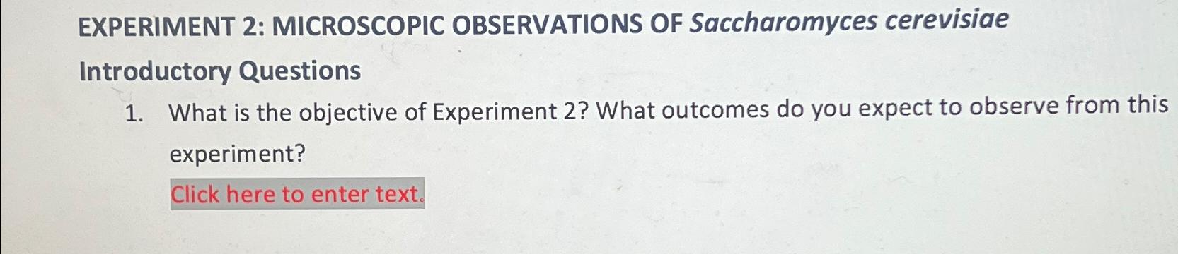 Solved EXPERIMENT 2: MICROSCOPIC OBSERVATIONS OF | Chegg.com