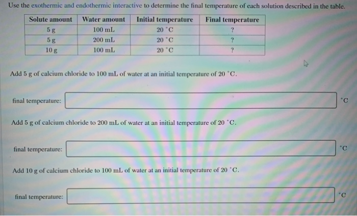 Solved Use the exothermic and endothermic interactive to | Chegg.com