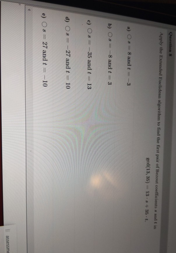 Solved Question 8 Apply the Extended Euclidean algorithm to | Chegg.com