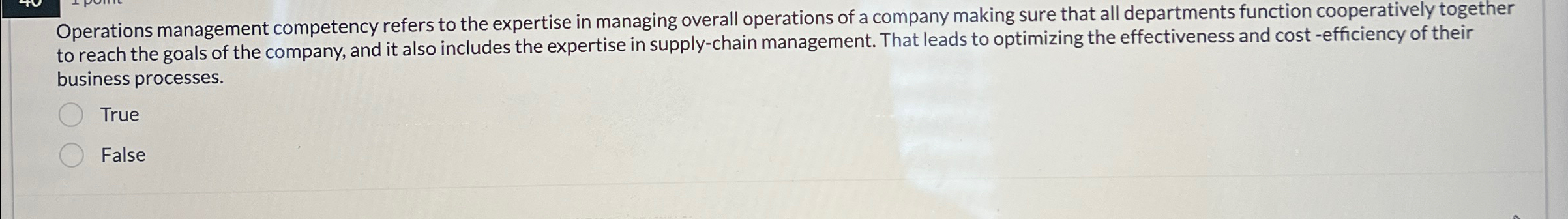 Solved Operations management competency refers to the | Chegg.com