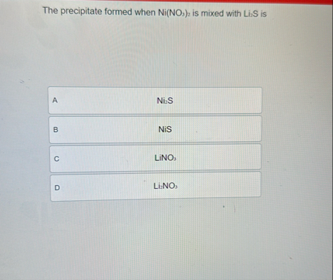 Solved The precipitate formed when Ni(NO3)2 ﻿is mixed with | Chegg.com