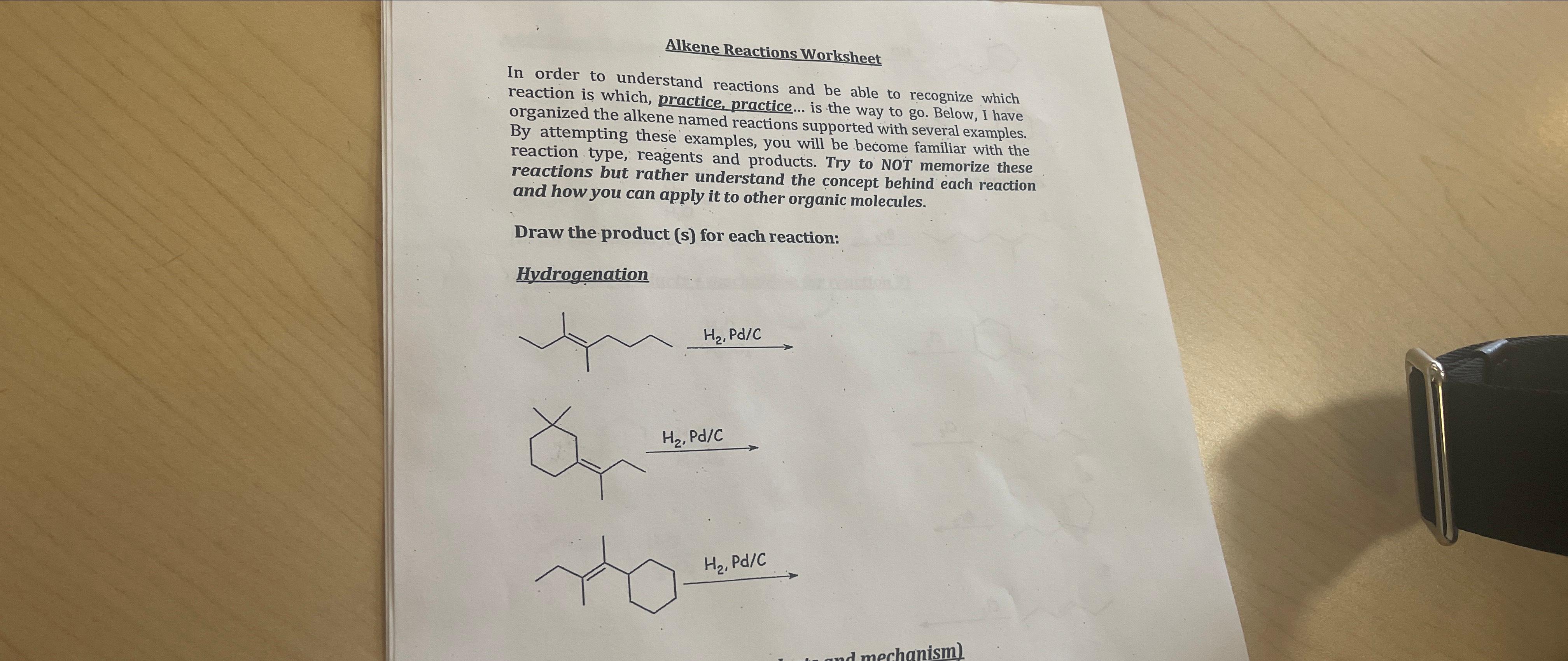 Solved Alkene Reactions WorksheetIn order to understand | Chegg.com