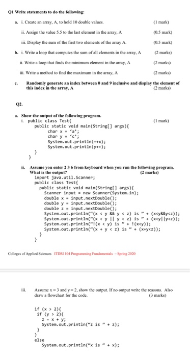 Solved QI Write statements to do the following: a. i. Create | Chegg.com