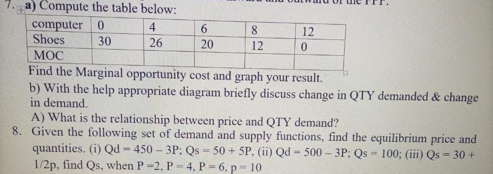 Solved Find the Marginal opportunity cost and graph your | Chegg.com