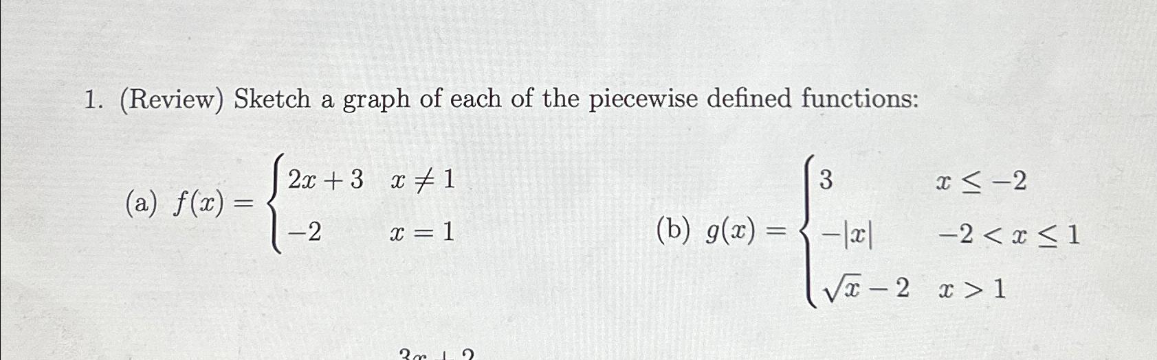 Solved (Review) ﻿Sketch a graph of each of the piecewise | Chegg.com