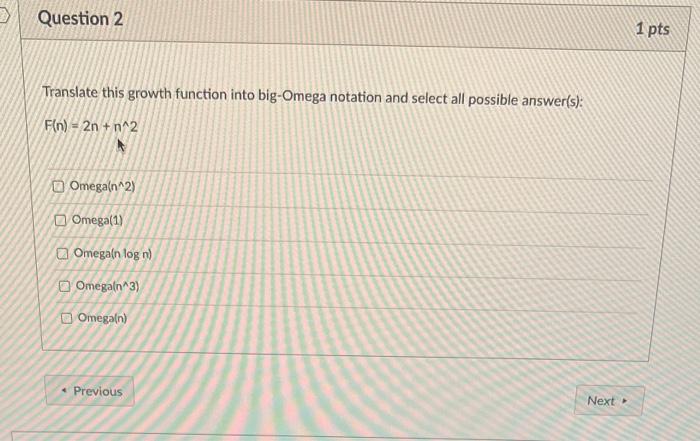 Solved Translate this growth function into big-Omega | Chegg.com