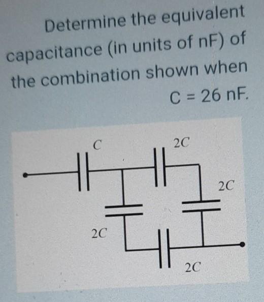 Solved Determine the equivalent capacitance (in units of nF) | Chegg.com
