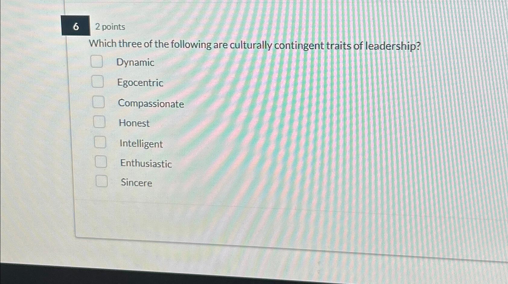 Solved 62 ﻿pointsWhich three of the following are culturally | Chegg.com