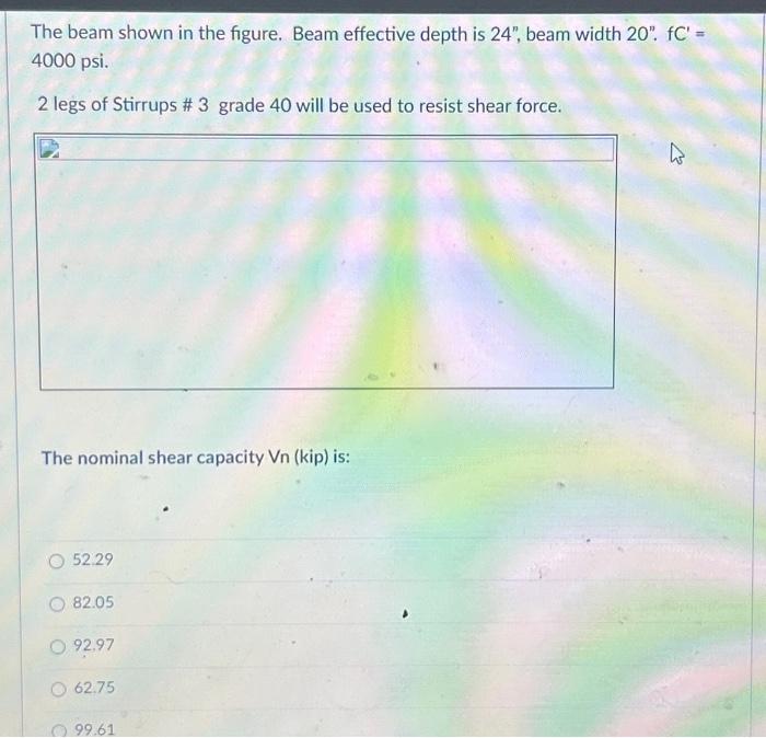 The beam shown in the figure. Beam effective depth is | Chegg.com