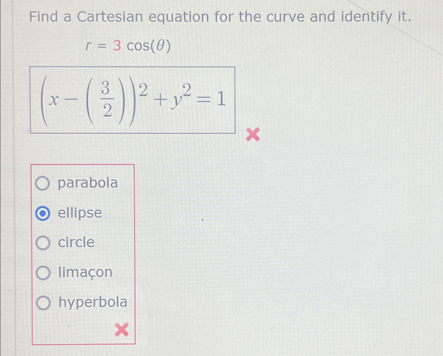 Solved Find a Cartesian equation for the curve and identify | Chegg.com