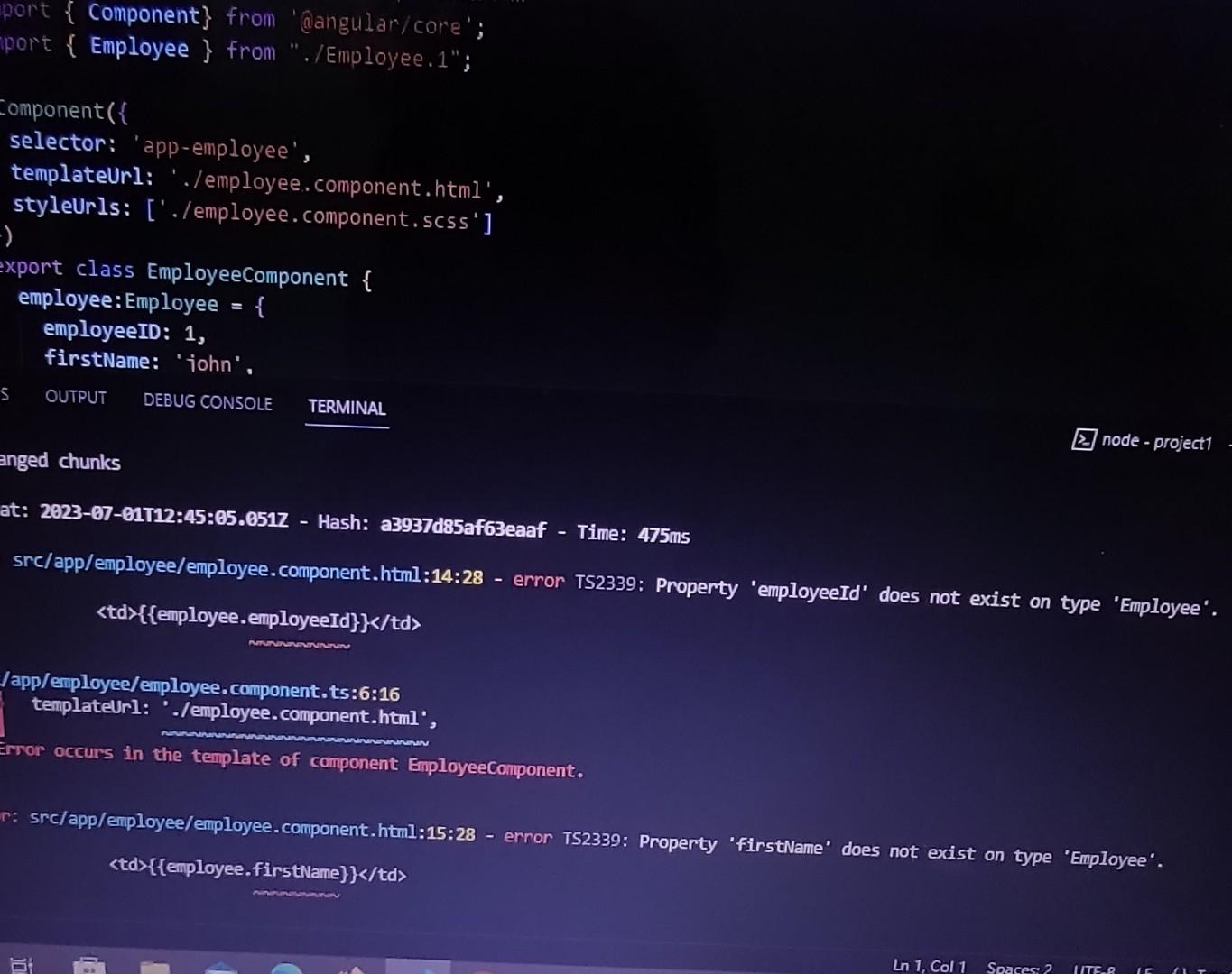 Solved port Employee from "./Employee. 1"; component ({ | Chegg.com