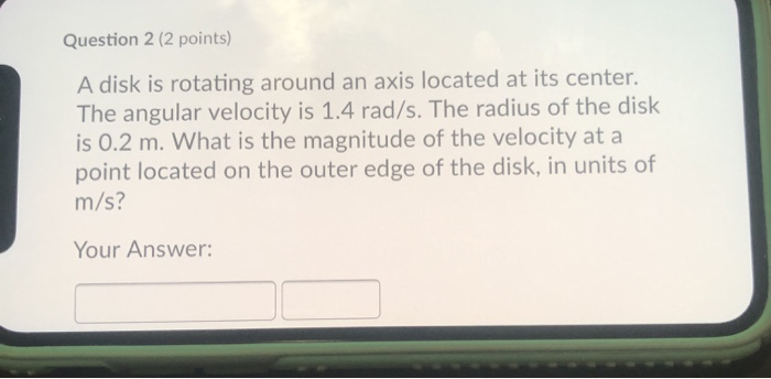 Solved Question 2 (2 points) A disk is rotating around an | Chegg.com
