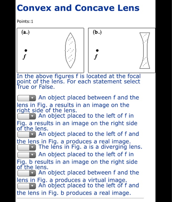 Solved Convex and Concave Lens Points:1 (a.) (b.) In the | Chegg.com