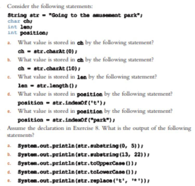 Solved Consider the following statements: String str - | Chegg.com
