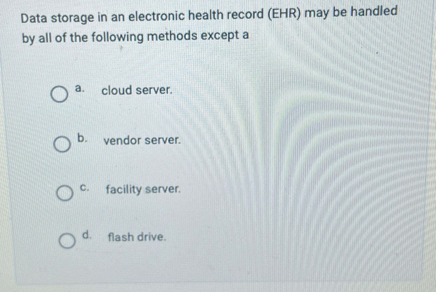 Solved Data storage in an electronic health record (EHR) | Chegg.com
