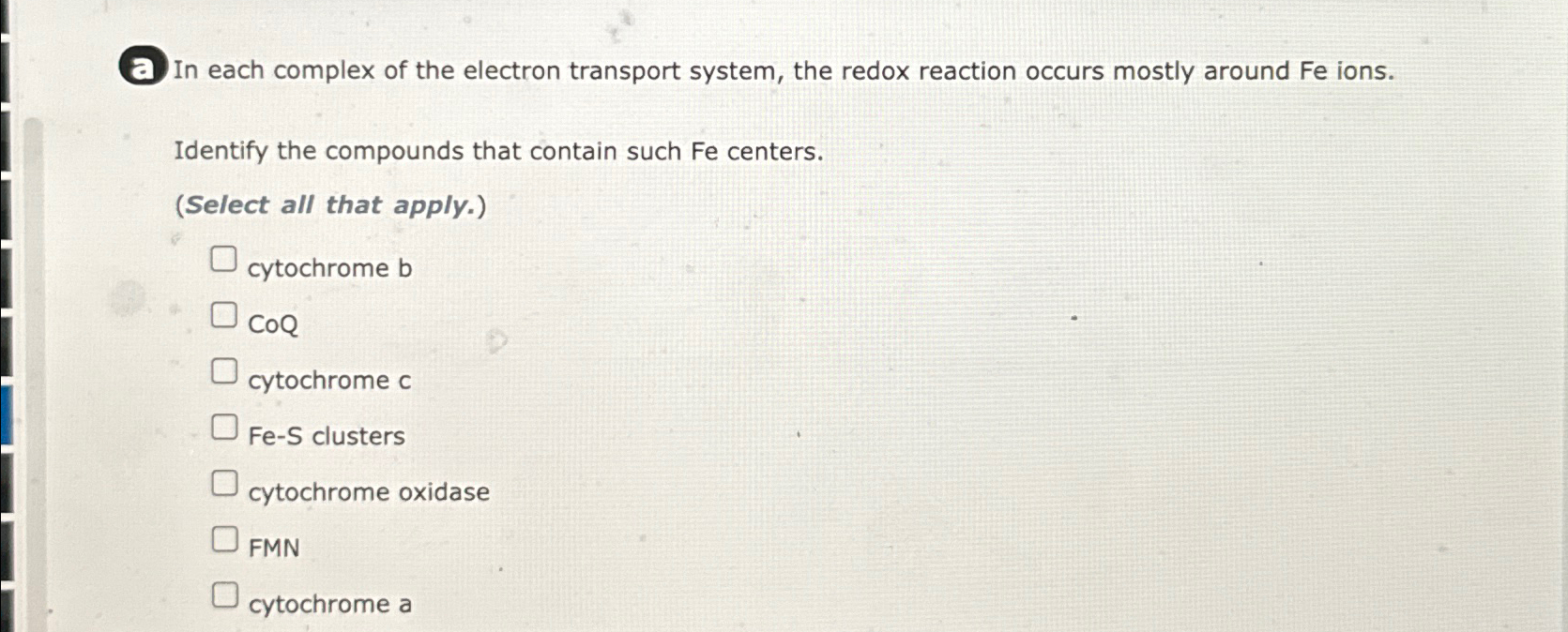 Solved a In each complex of the electron transport system, | Chegg.com