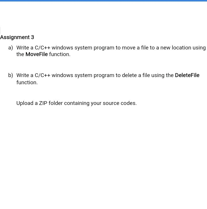 Solved Assignment 3 a) Write a C/C++ windows system program | Chegg.com