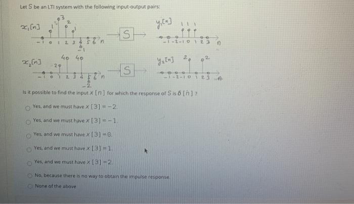 Solved Let S Be An Lti System With The Following 