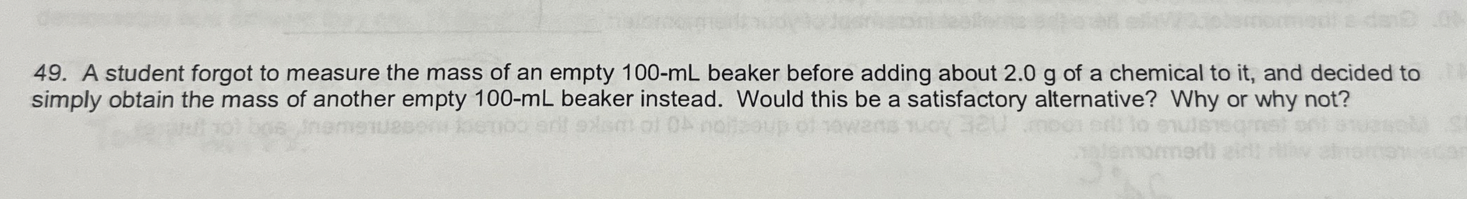 Solved A student forgot to measure the mass of an empty | Chegg.com